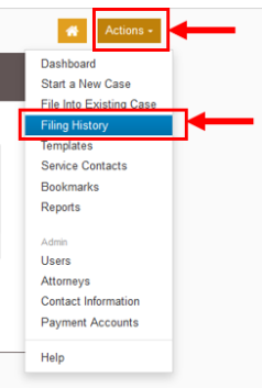How to File Into an Existing Case from the Filing History – eFile