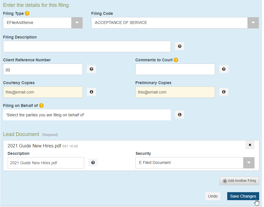 Where Can I Add Courtesy and Preliminary Copies? – eFile